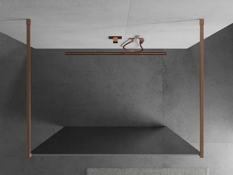 Mexen Kioto, sprchová zástěna Walk-In 100 x 200 cm, 8mm sklo vzor zrcadlo, měděný matný profil, 800-100-002-65-50