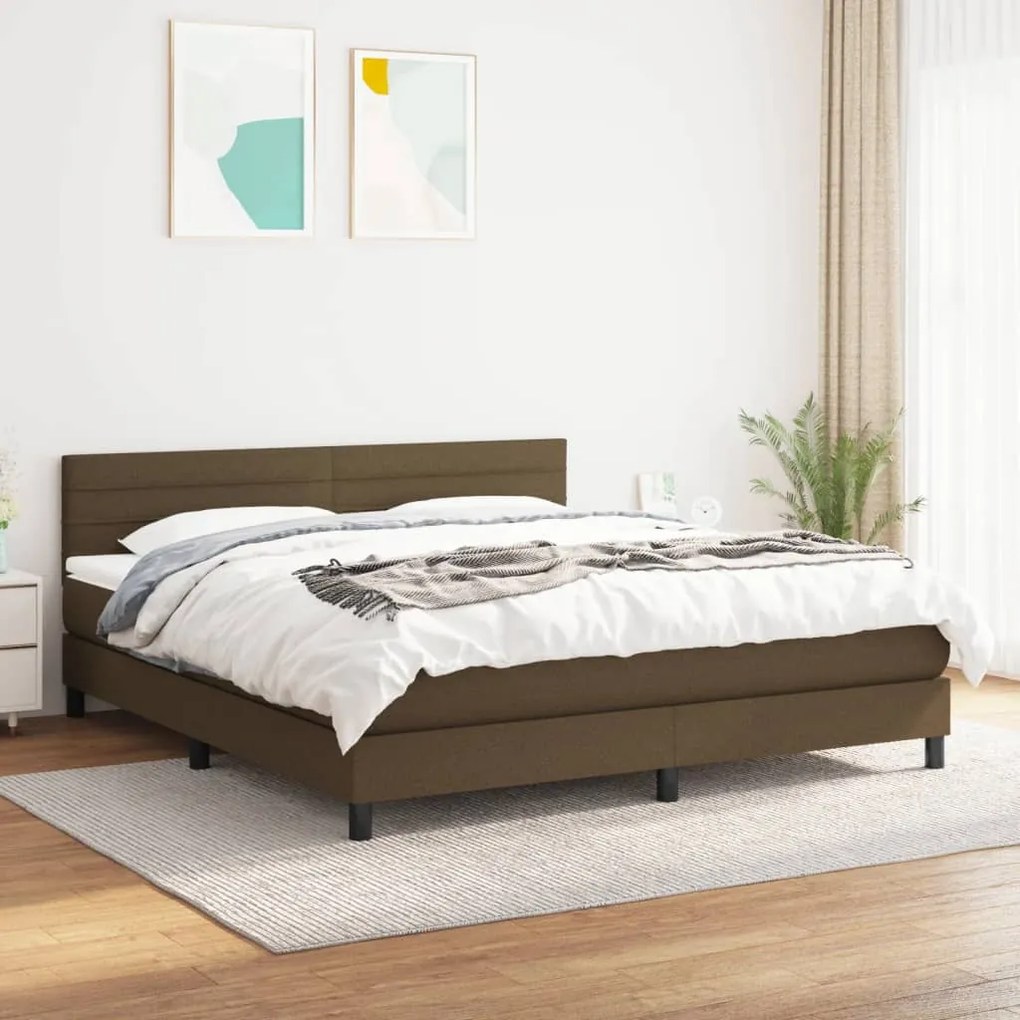 Box spring postel s matrací tmavě hnědá 160x200 cm textil 3140148