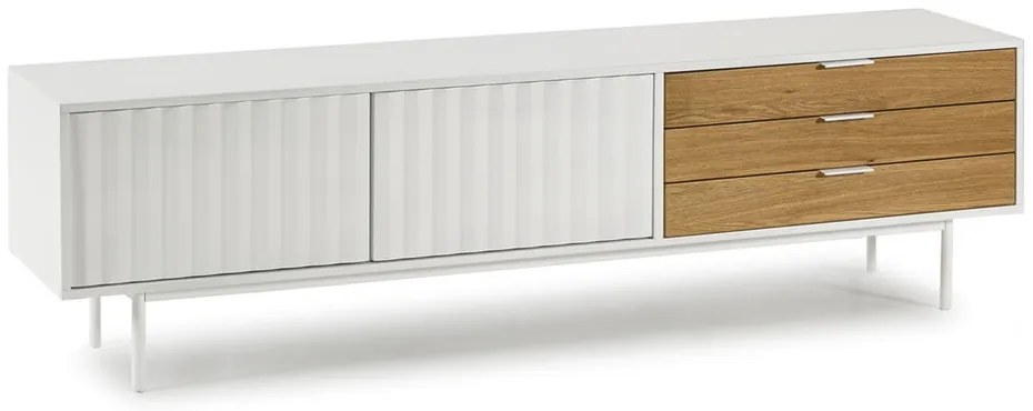 TV stolek v dekoru dubu v bílo-přírodní barvě 180x52 cm Sierra – Teulat