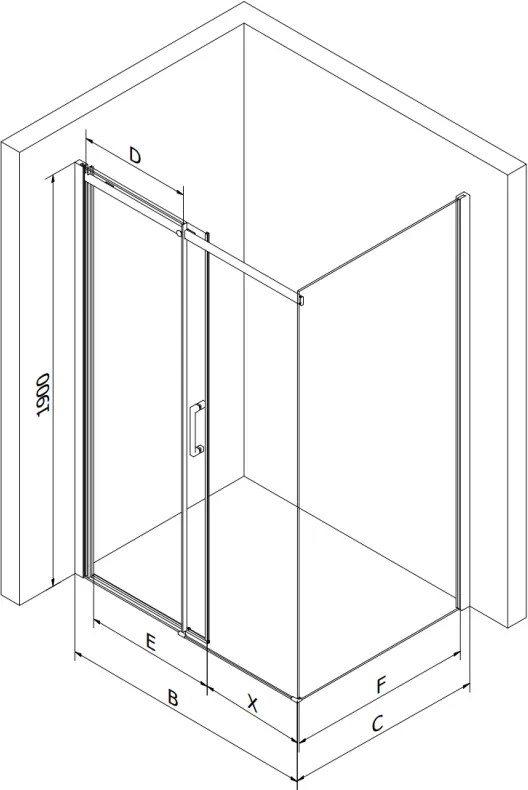 Mexen Omega posuvný sprchový kout 110 x 80 cm, 8mm sklo, zlatý profil-čiré sklo + slim sprchová vanička 5cm, 825-110-080-50-00-4010