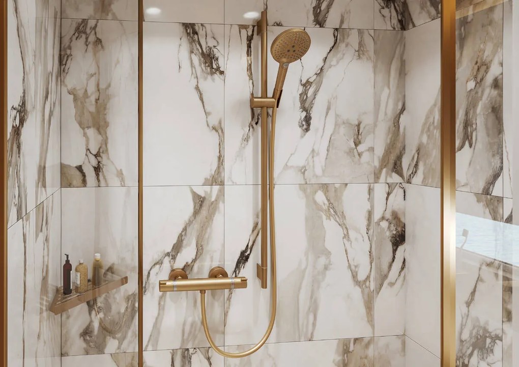 Hansgrohe Unica, S Puro sprchová tyč 650 mm se sprchovou hadicí Isiflex 1600 mm, kartáčovaný bronz, HAN-28632140