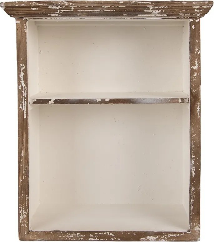 Bílo - hnědá antik nástěnná dřevěná polička Julia - 36*15*43 cm