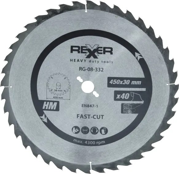 Kotoučová Pila Na Dřevo 450 X 30 MM, 40 Zubů, Karbid