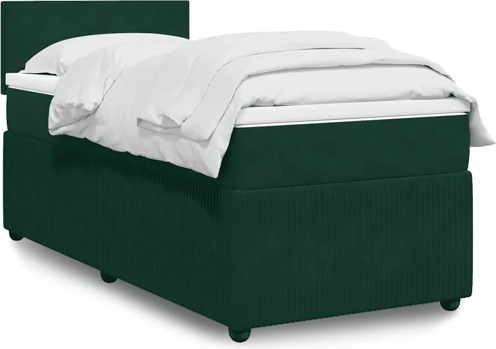 Box spring postel s matrací tmavě zelená 90x190 cm samet 3287611