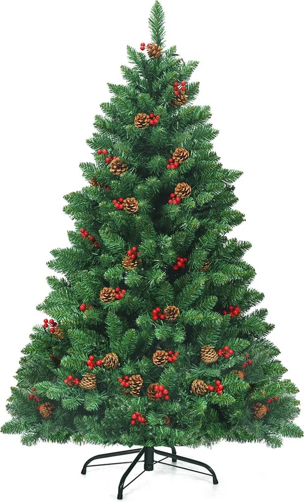 Costway 135 cm Umělý vánoční stromek s 5 vánoční stromeček měnící barvu