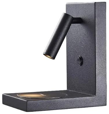Nástěnná lampa ZANZIBAR MANTRA kov, černá, s nabíječkou telefonu Mantra 6752