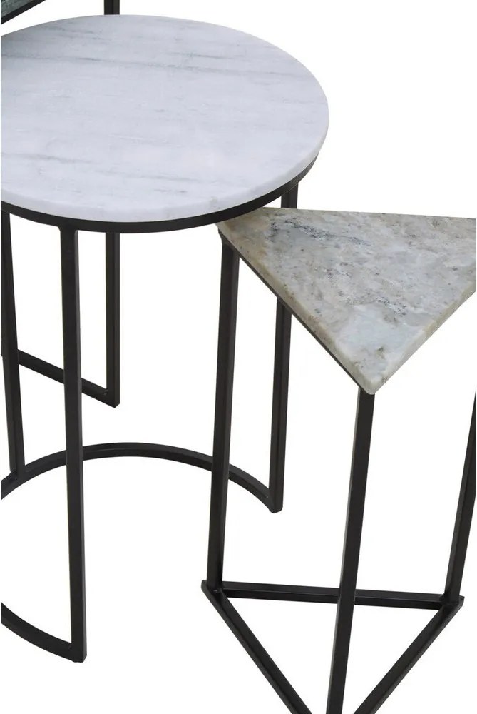 Odkládací stolky v sadě 3 ks s mramorovou deskou 40x40 cm Mandoli – Premier Housewares