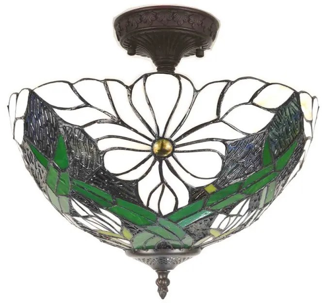 Krémovo-zelené stropní svítidlo Tiffany Malion - Ø 36*31 cm E27/max 2*40W
