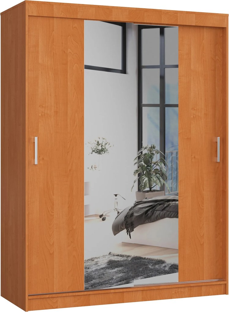 Šatní skříň posuvná se zrcadlem 150 cm olše