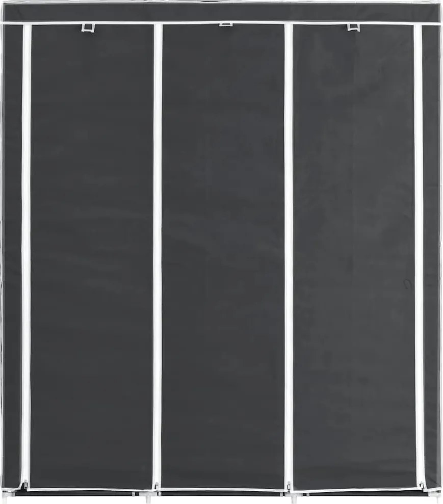 Šatní skříň s přihrádkami a tyčemi černá 150x45x175 cm textil 282453