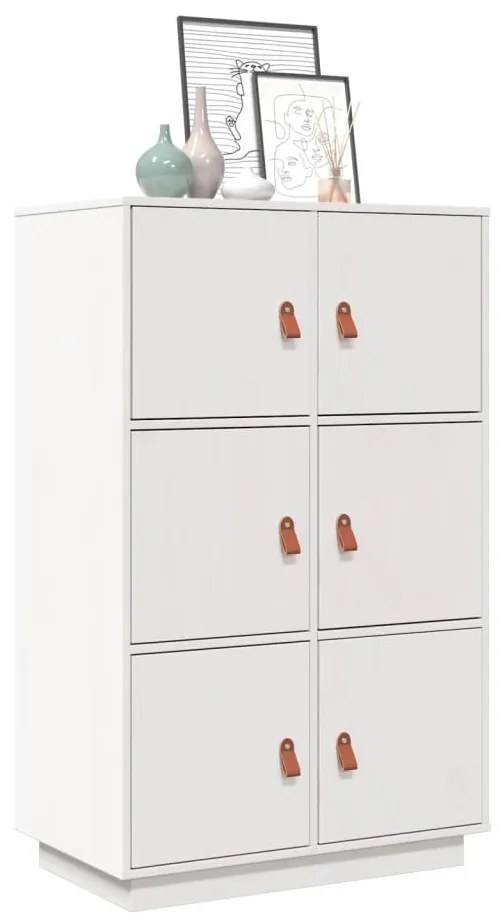 Skříň highboard bílá 67 x 40 x 108,5 cm masivní borové dřevo