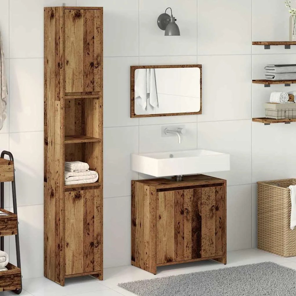 3dílná koupelnová sestava old wood kompozitní dřevo 3328565