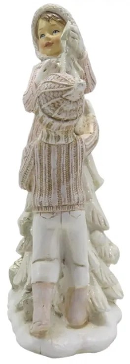 Vánoční dekorace socha děti u stromečku – 14x7x20 cm