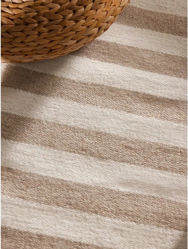 Bílý/světle hnědý oboustranný/ručně tkaný vlněný koberec 200x300 cm Vika – Hanse Home