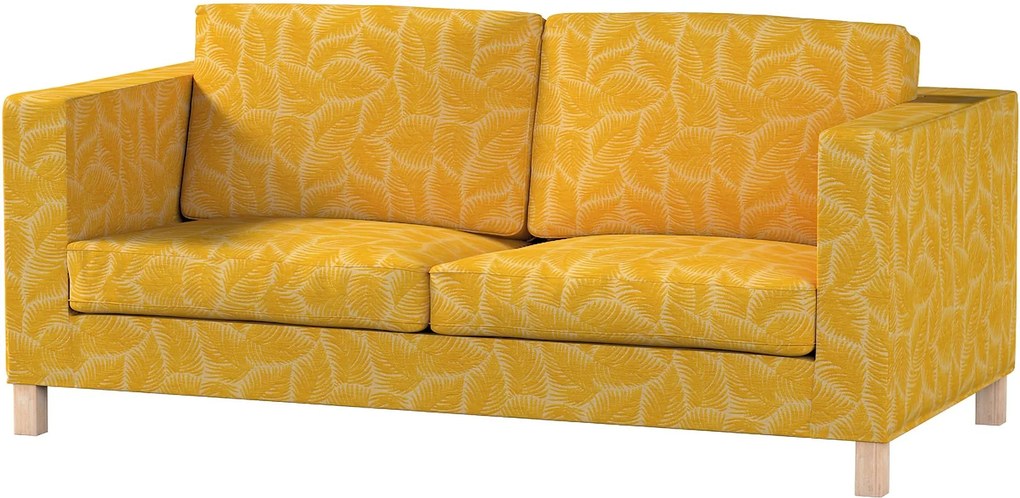 Potah na pohovku IKEA  Karlanda rozkládací, krátký barva žlutá látka pletený vzor, vzorované