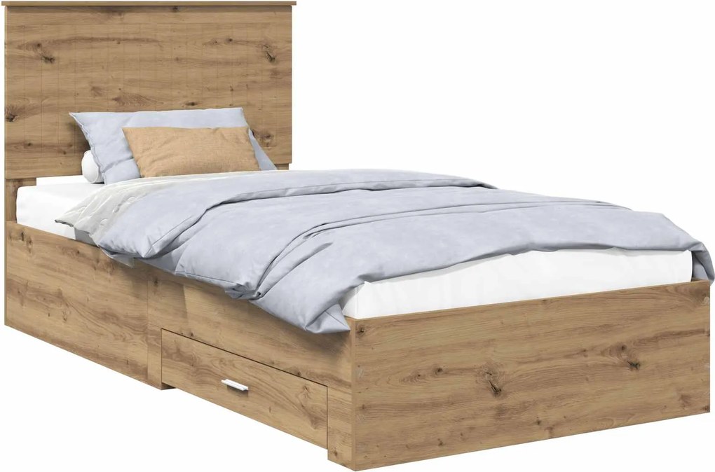 Rám postele s čelo Artisanový dub 100 x 200 cm Kompozitní dřevo 3411349