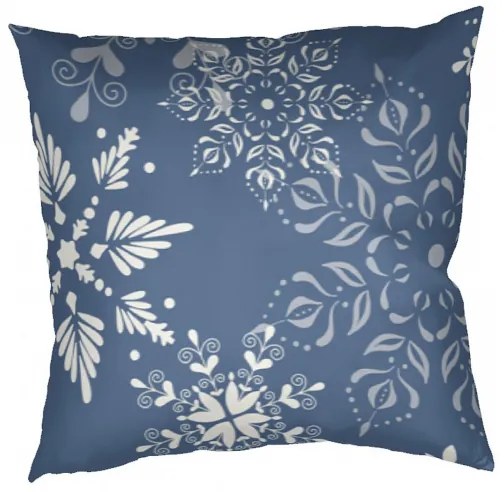 Dadka Povlak na polštář krep Snowflakes šedomodré  70x90 cm