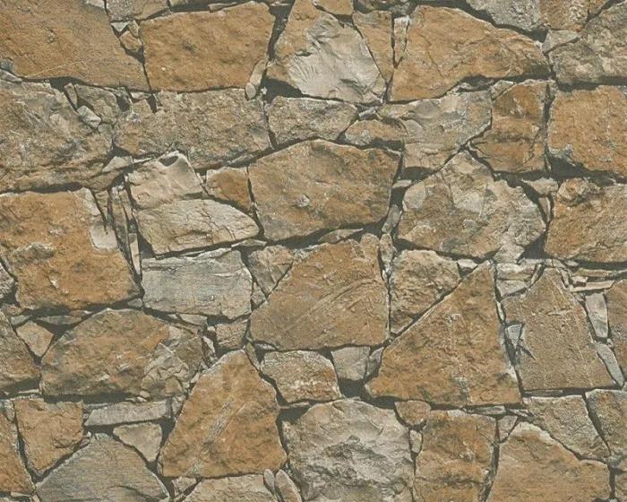 95863-1 tapety na zeď Best of Wood'n Stone | 0,53 x 10,05 m | hnědá, šedá