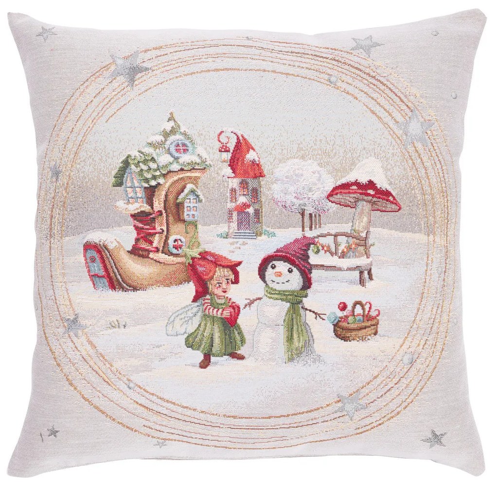 Tegatex Gobelínový povlak na polštář vánoční - Panenka se sněhulákem 42*42 cm
