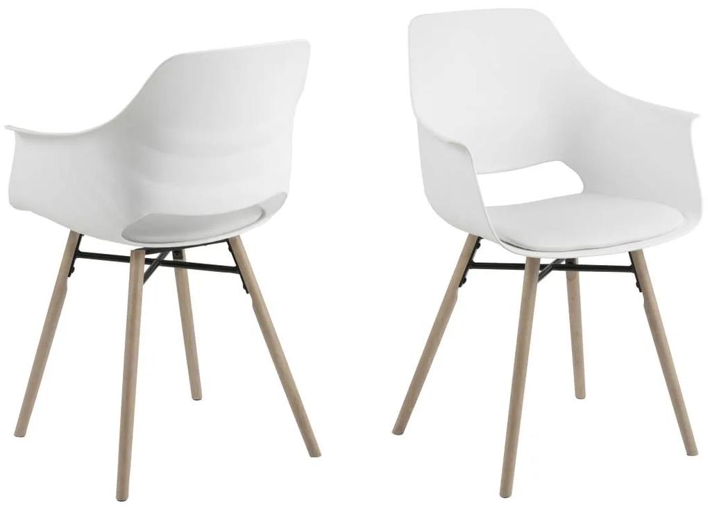 Designová jídelna židle Narda bílá a přírodní