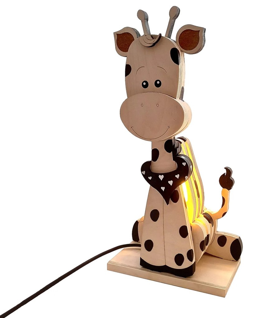 Makuto Art Dřevěná lampa do dětského pokoje ŽIRAFA