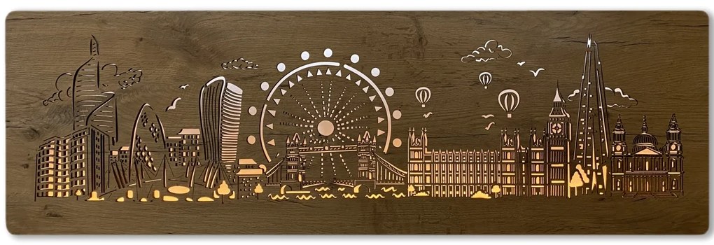 Li-Go "Londýn" světelný obraz  230V  125x40cm provedení povrchu: dub světlý