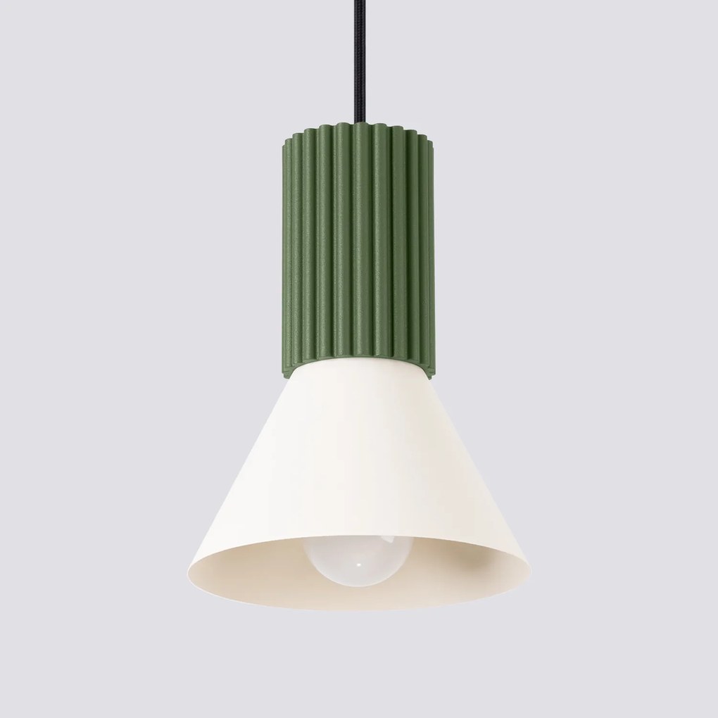Sollux Lighting Závěsná lampa ESTRIA 1 béžová/olivově zelená