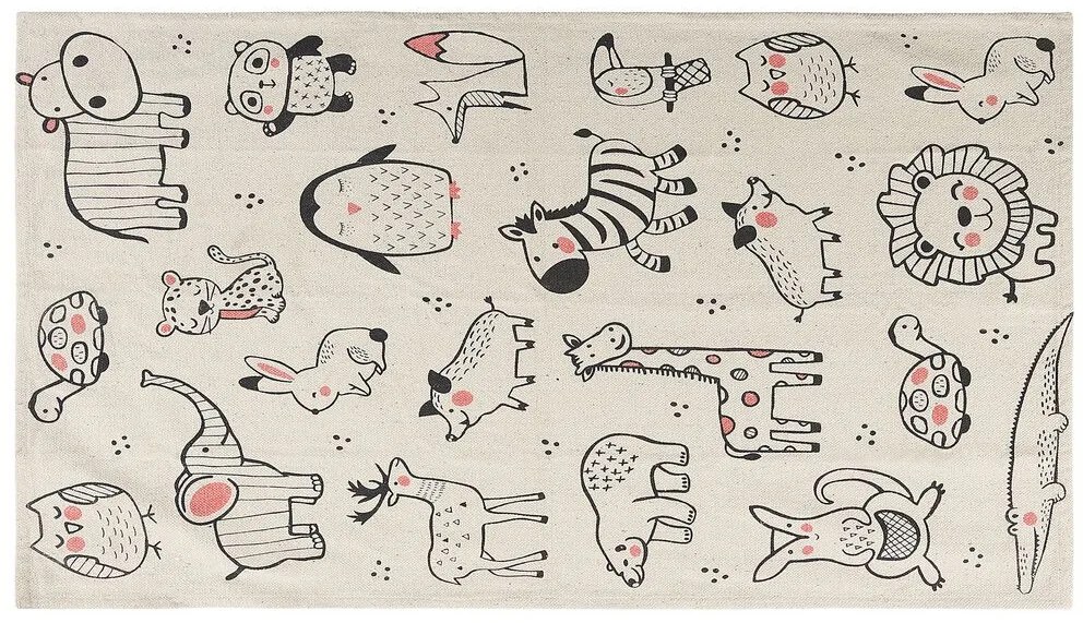Dětský koberec se zvířátky 90 x 145 cm bílo-černý KALYAN Beliani