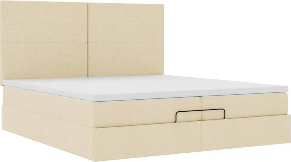 Osmanský rám postele s matrací krémová 200x200cm textil 3313104