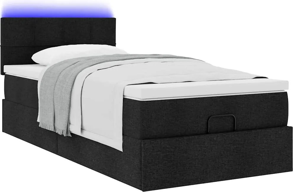 Osmanský rám postele s matrací černá 90x190cm textil 3312272