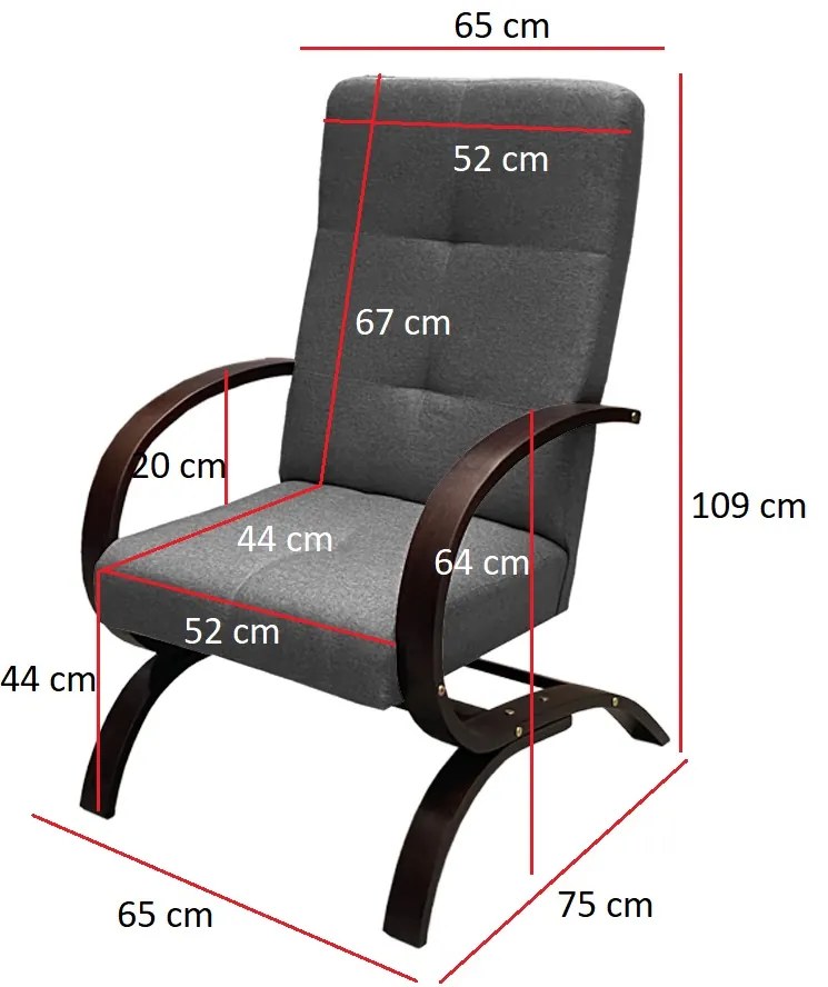 FALCO Křeslo Fima šedá/ořech