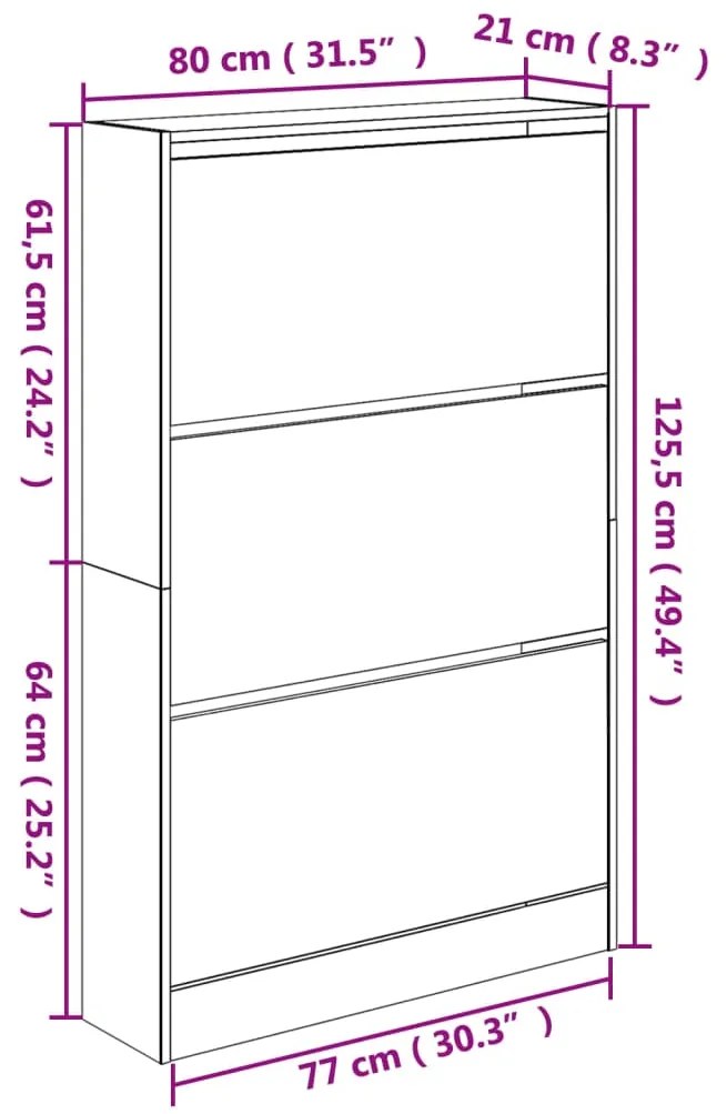 Botník bílý 80 x 21 x 125,5 cm kompozitní dřevo - Default Title