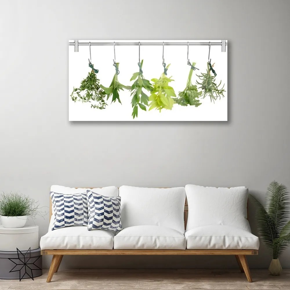 Obraz na skle Listy Příroda Byliny 100x50 cm