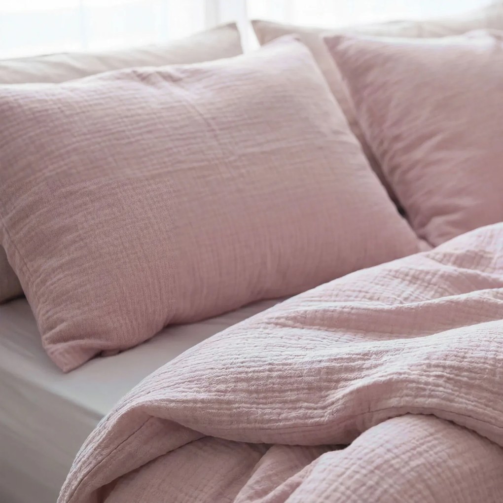 Celoroční mušelínový povlak na polštářek Soft Pink - GOTS Velikost: atypický 50 x 50