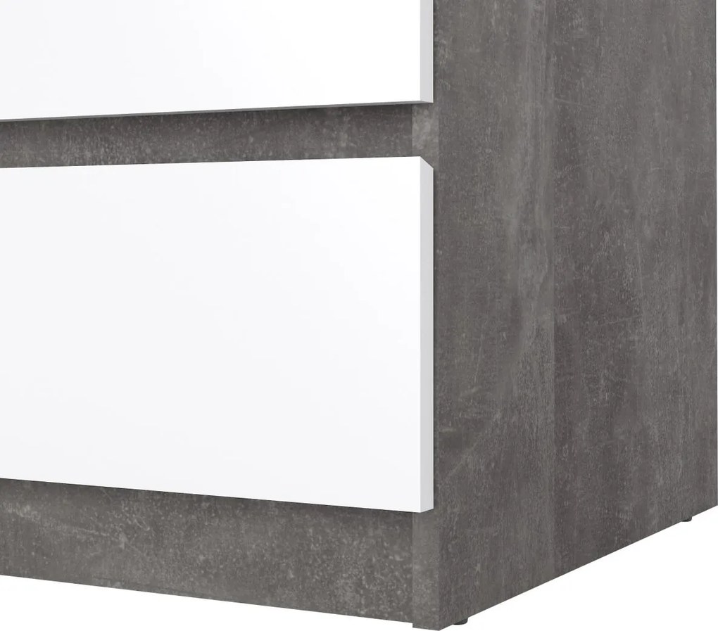 FALCO Komoda Simplicity 235 beton/bílý lesk