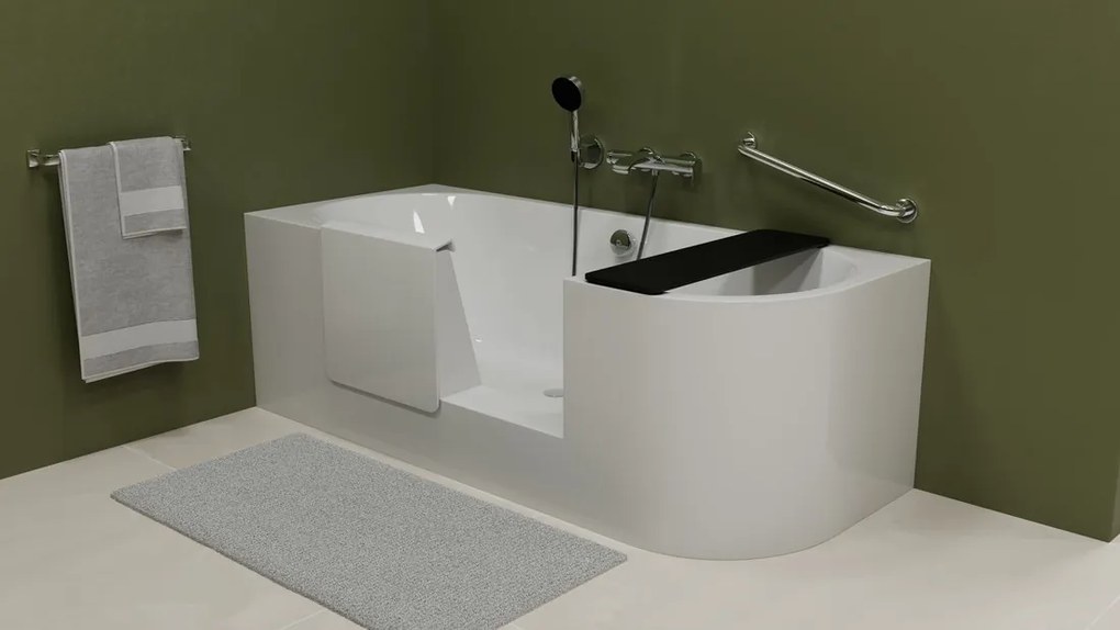 Polysan PORTAS L asymetrická vana s dvířky 170 x 75 x 60 cm levá akrylát bílá 75531