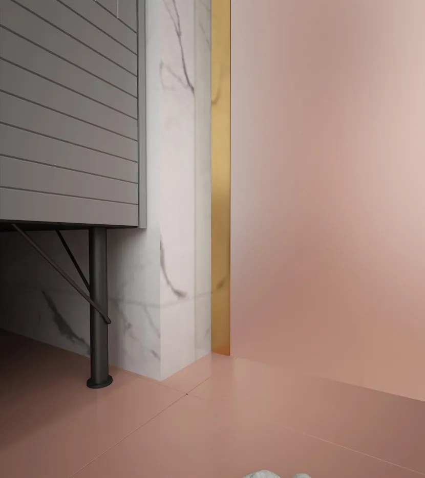 Erga Paris, sprchová zástěna Walk-In 30x200 cm, 8mm sklo námraza, zlatý matný profil, ERG-V02-PARIS-030x200-FR-GB