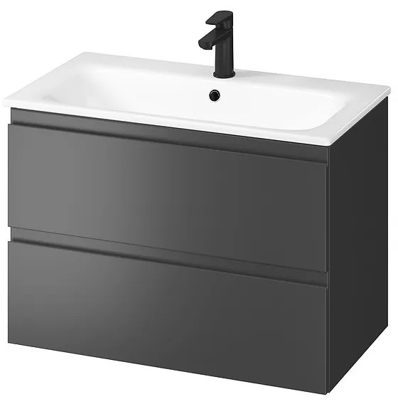 Cersanit Moduo SET, závěsná skříňka 80x45x57 cm + umyvadlo 80cm, antracitová matná, S801-473-DSM