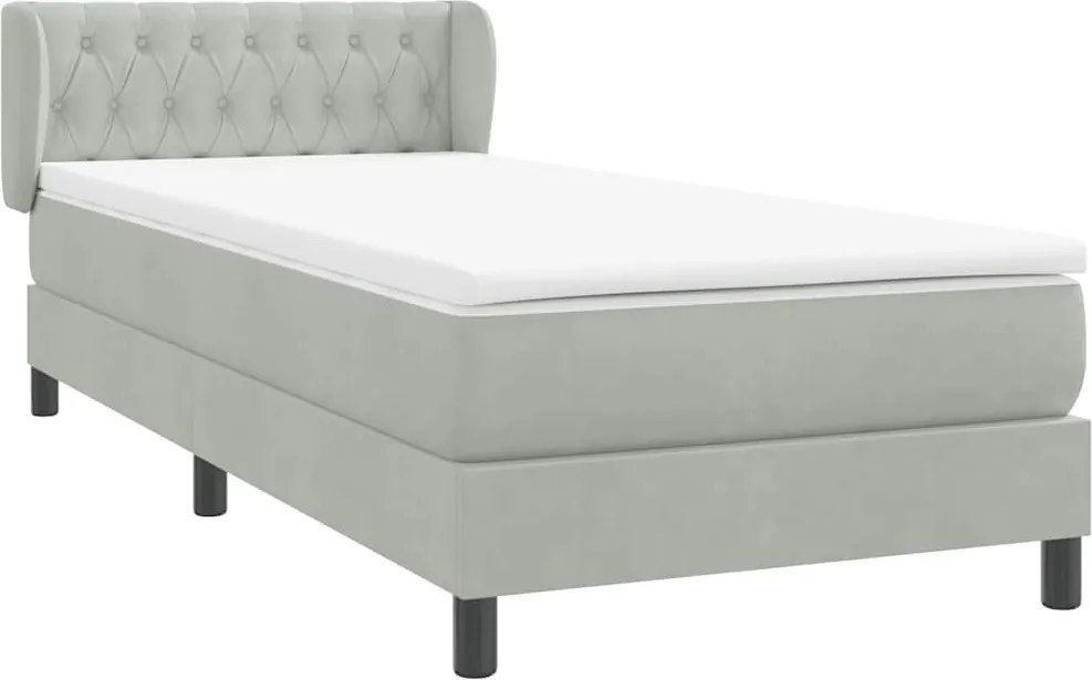 Box Spring Postel s matrací Světle šedá 90x220 cm Samet 3317805