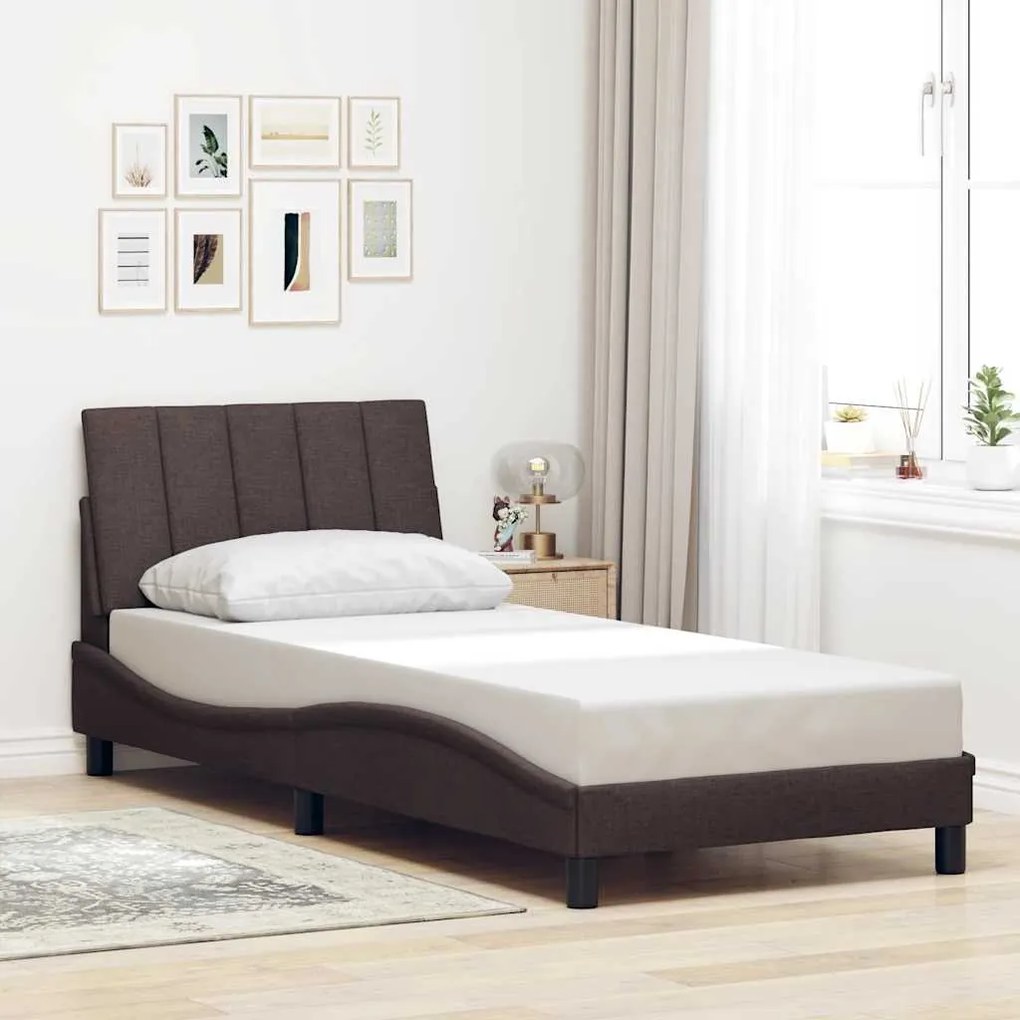 Rám postele bez matrace Hanko tmavě hnědá 90 x 190 cm textil 3310429