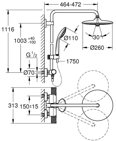 GROHE 26403KF2 - Sprchový systém VITALIO JOY 260 černá