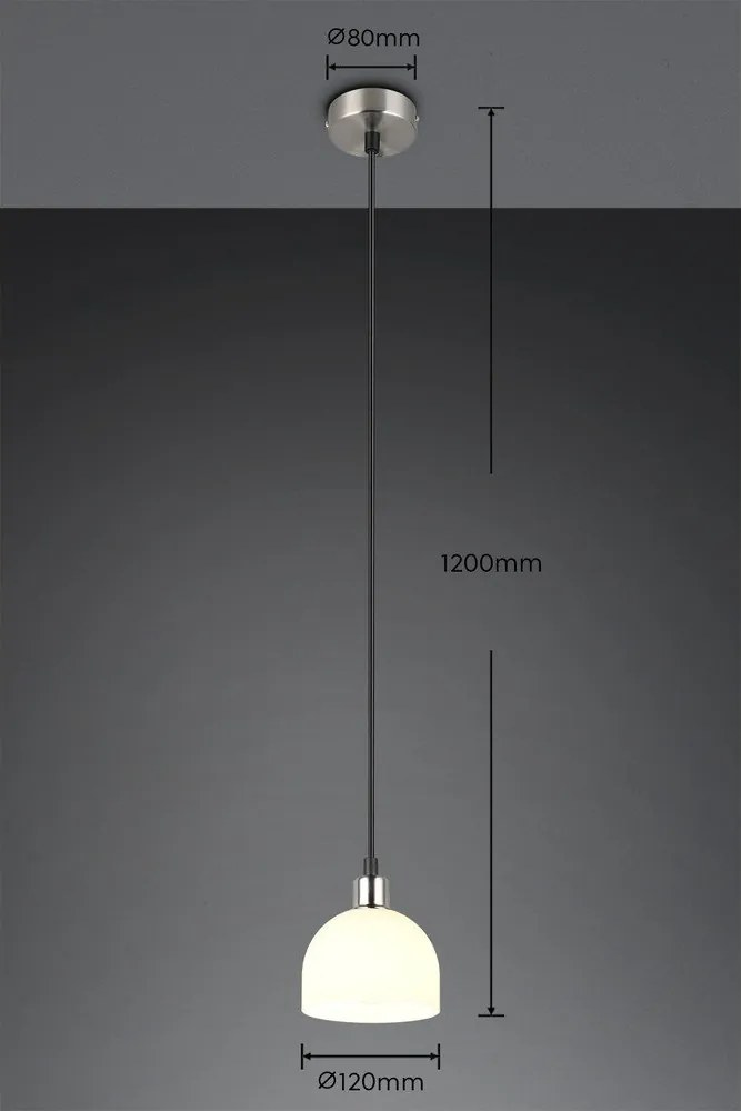 Závěsné svítidlo se skleněným stínidlem v bílo-stříbrné barvě ø 12 cm Molly – Reality