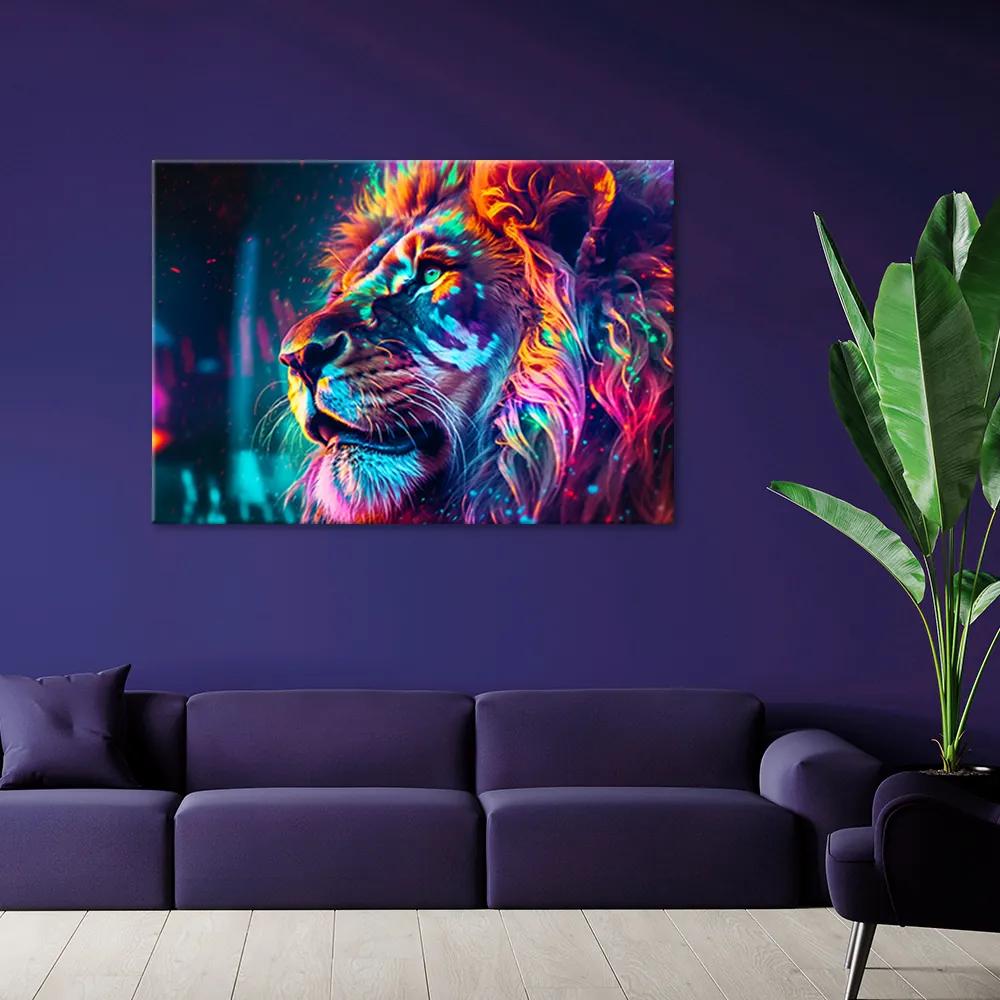 Gario Obraz na plátně Zamyšlený barevný lev Rozměry: 60 x 40 cm