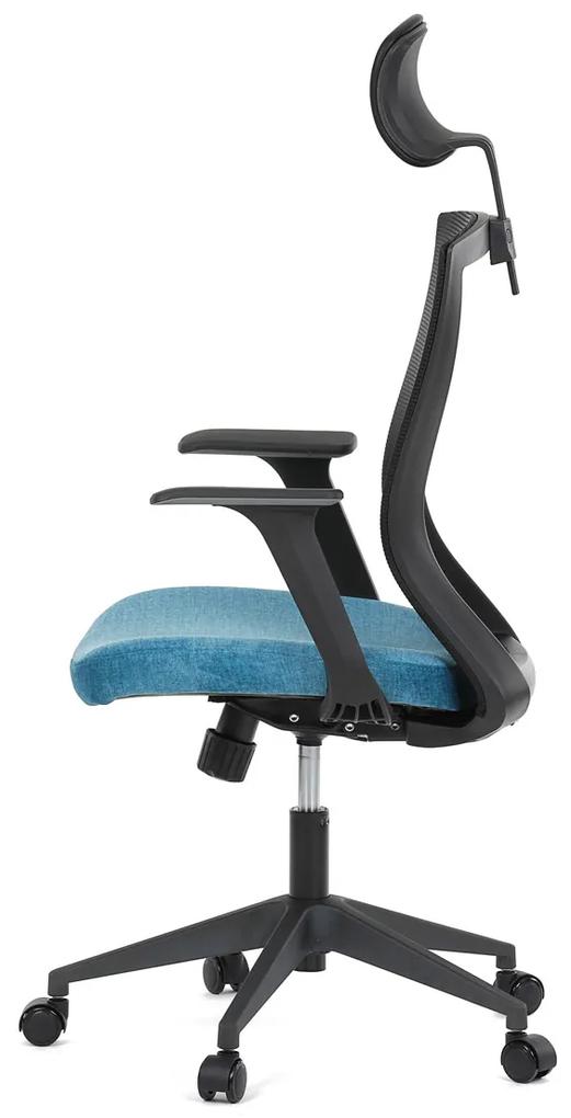 Kancelářská židle KA-V328 BLUE látka světle modrá, síťovina černá, plast černý