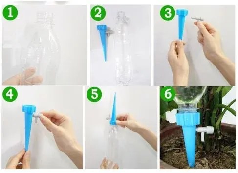Zaparkorun Zavlažovací hroty Spike Drip - 10x zavlažovač s odkapávacím ventilem - zelená