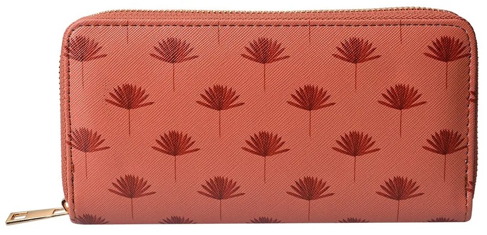 Hnědá peněženka s palmovými listy Palm Leaf - 10*19 cm