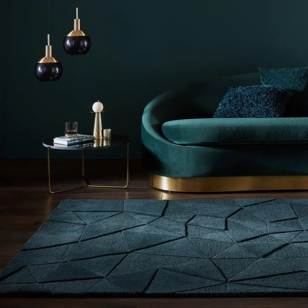 Zelenomodrý ručně tkaný vlněný koberec 200x290 cm Shard Teal – Flair Rugs