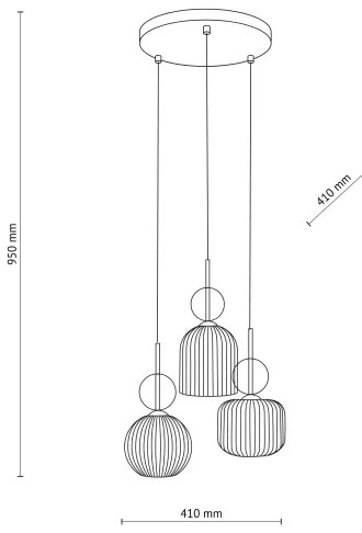 Lustr na lanku SOPHIA 3xE14/10W/230V černá/kouřová béžová