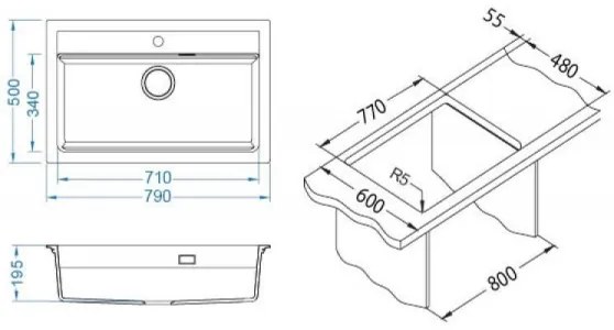 ALVEUS 1148163 - Kuchyňský dřez ATROX 79x50 cm granit/černá