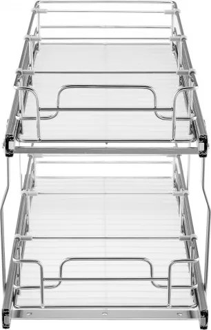 2-vrstvá drátěná výsuvná skříňka pod dřez Organizér 30,5 × 53,3 cm zásuvkový koš
